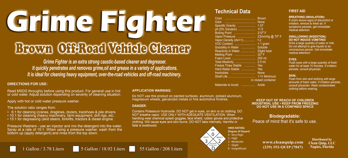 Grime Fighter Cleaner Degreaser 55 Gallon – Clean Quip